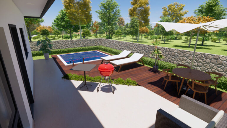 3 Bedroom House Plan with Swimming Pool - H7